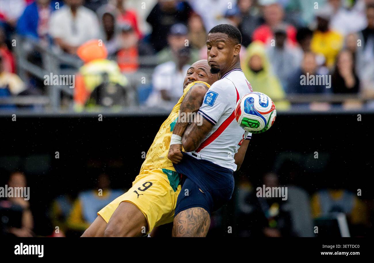 Boston, USA 23rd Jun 2026. Jordan Ayew (GHA) Ezri Konsa (ENG) England ...