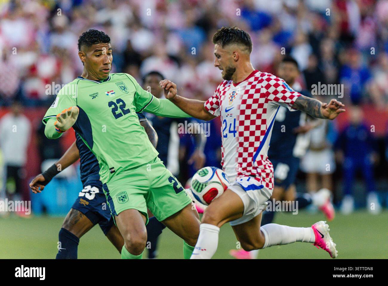 Marco Pašali? of Croatia shoots at goal during the FIFA World Cup game ...