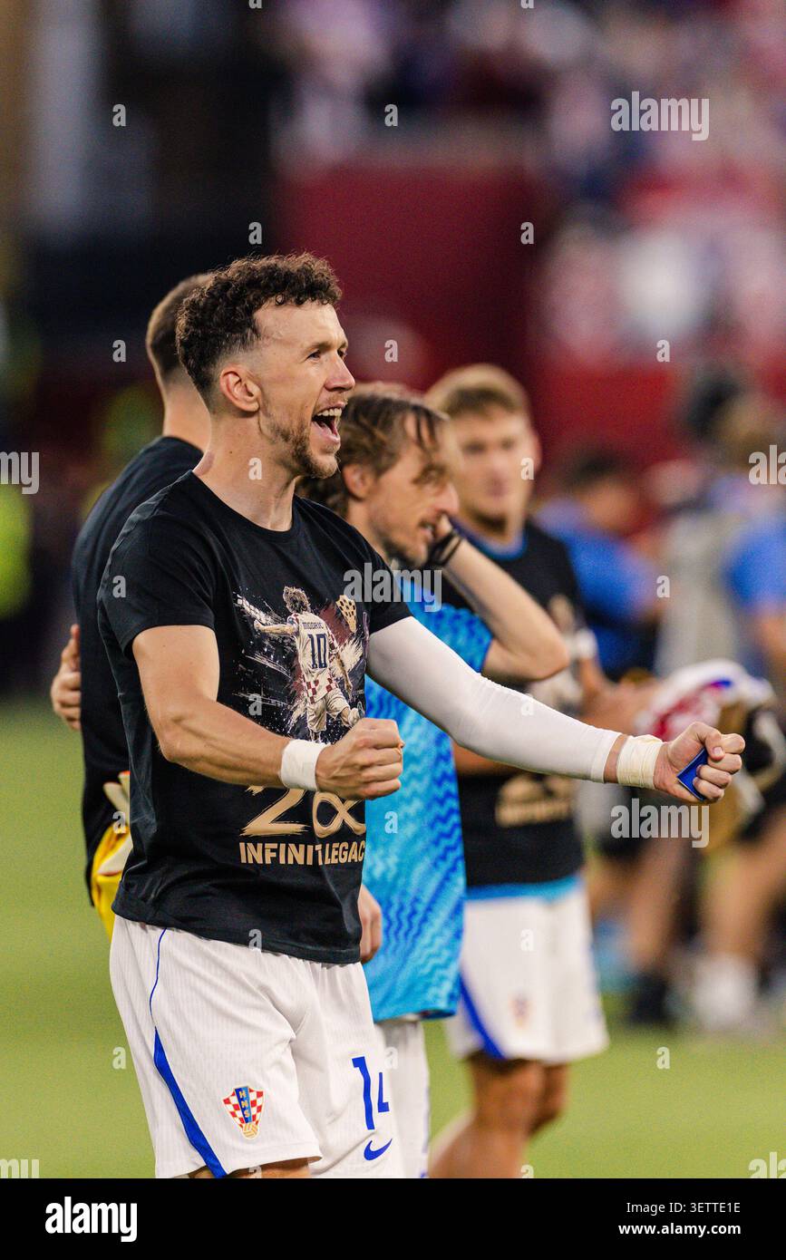 Ivan Periši? of Croatia celebrate their team’s victory during the FIFA ...