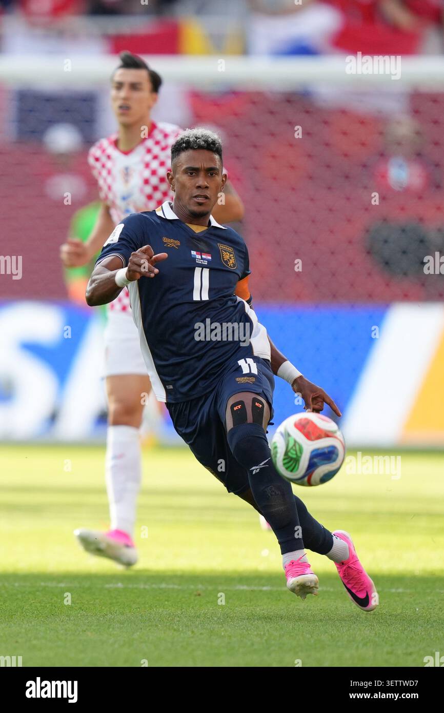 Edgar Yoel Barcenas #11 of Panama pass the ball during the 2026 FIFA ...