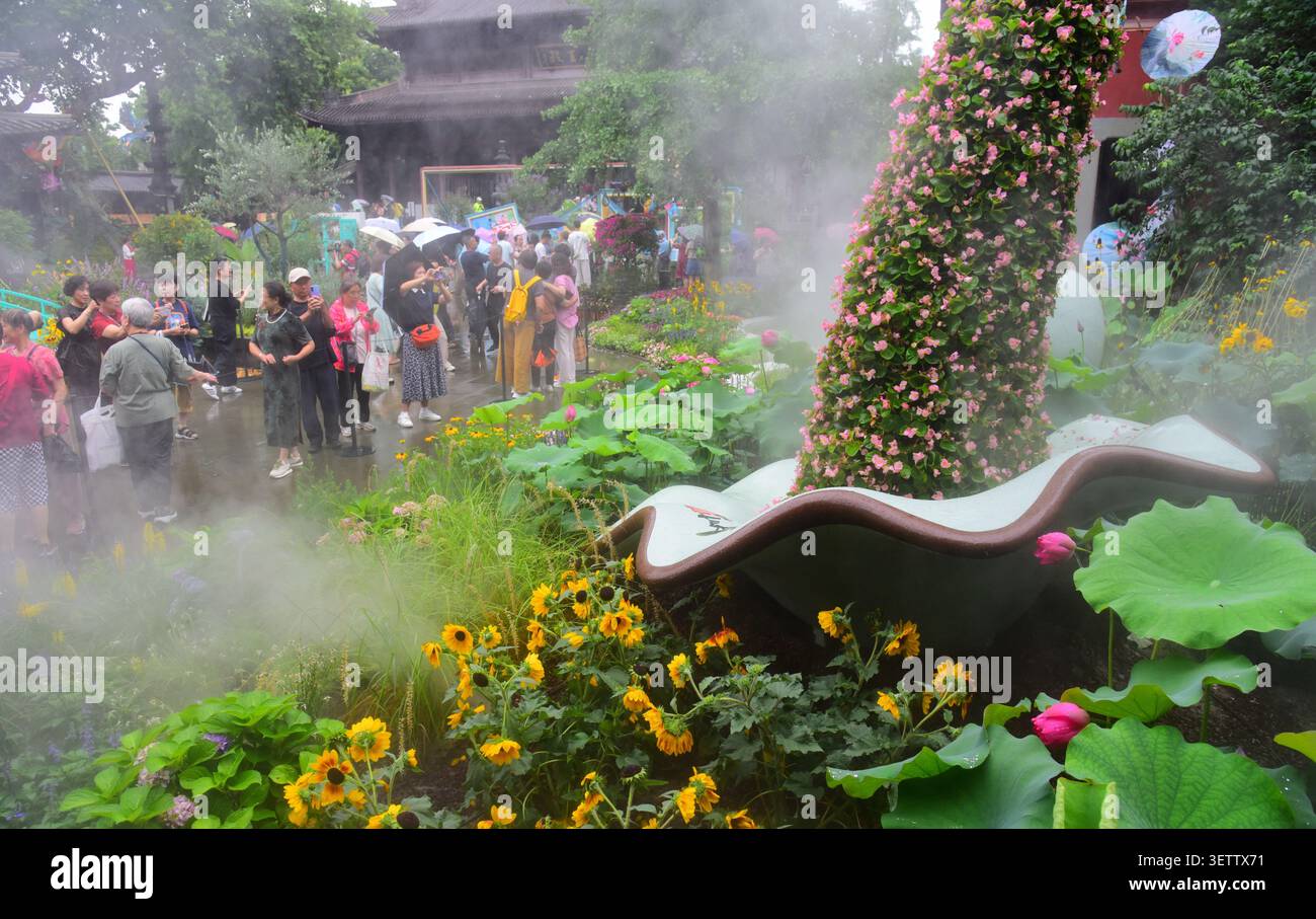 Visitors enjoy the 3rd West Lake Lotus Exhibition featuring over 50 ...