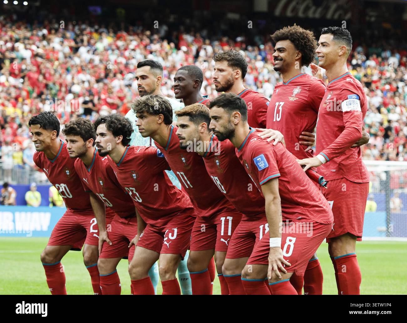 Portugal's starting XI pose for a team photo ahead of a World Cup Group ...