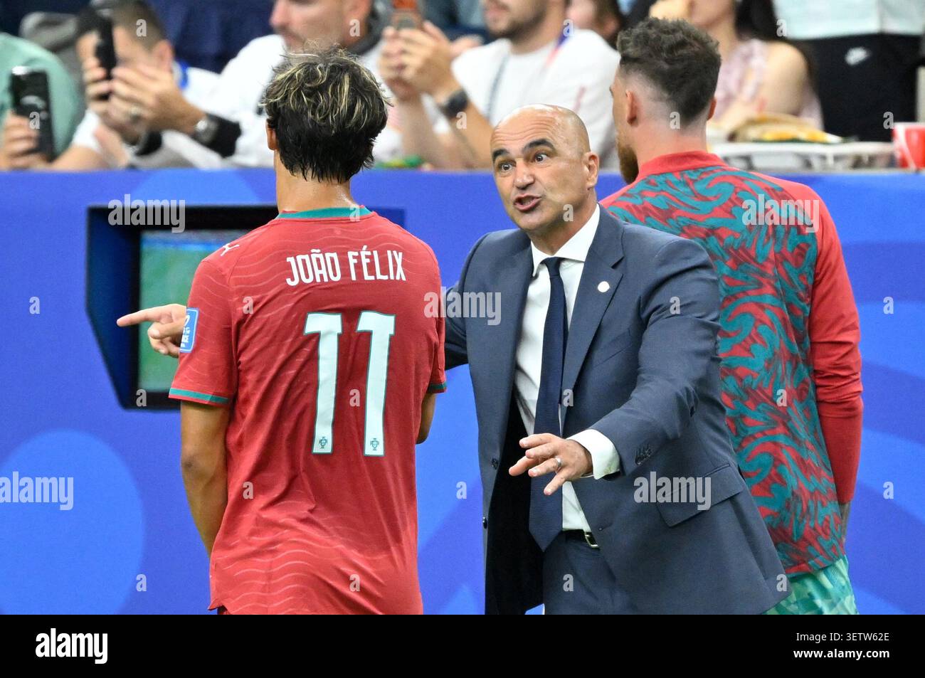 from left Joao Felix, Coach Roberto Martinez (Portugal) Houston, June ...
