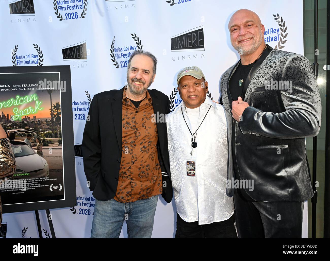 Composer Adonis Tsilimparis, actor Ewart Chin and actor Landon Brittain ...