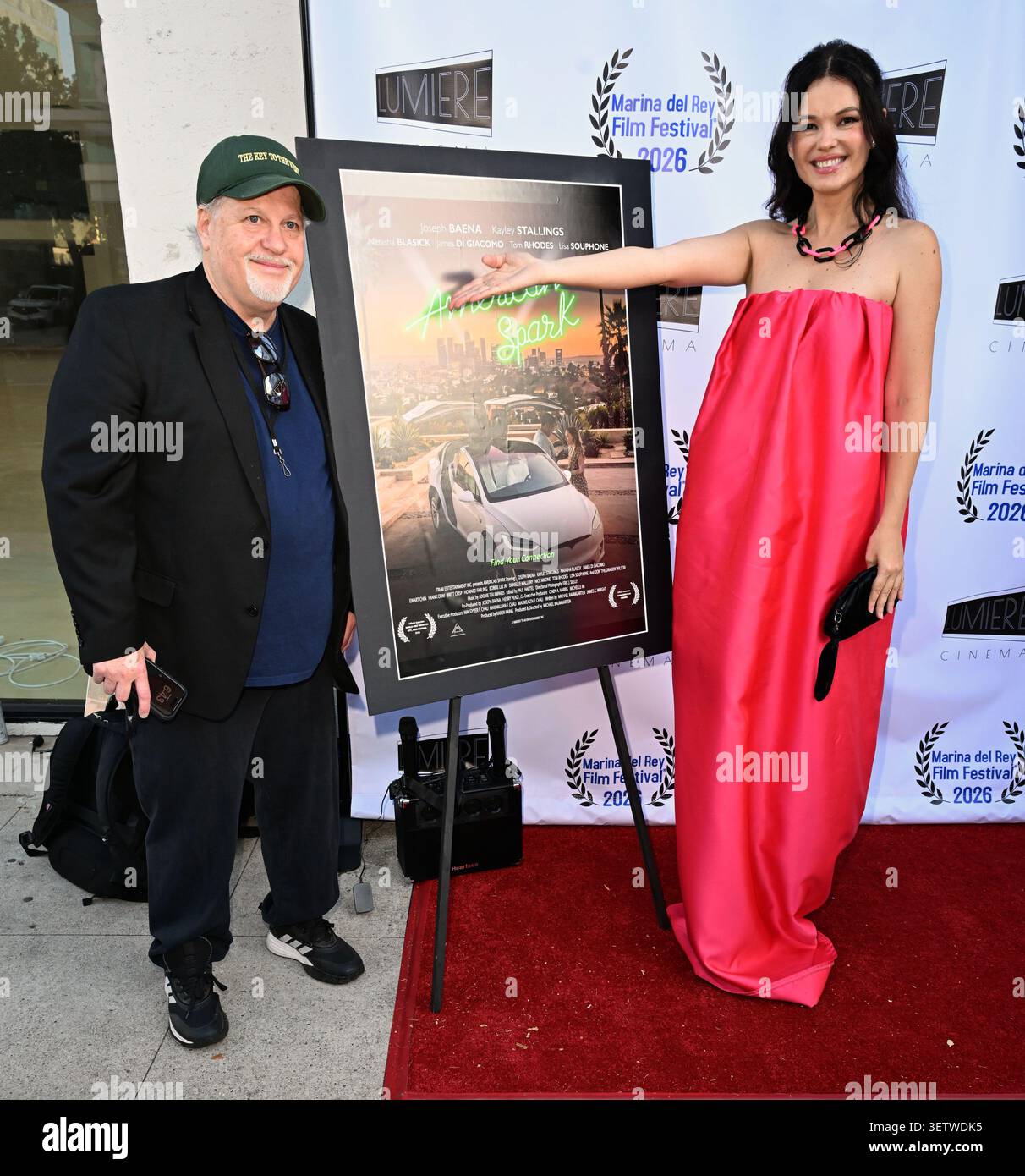 Director Michael Baumgarten and actress Natasha Blasick attend ...