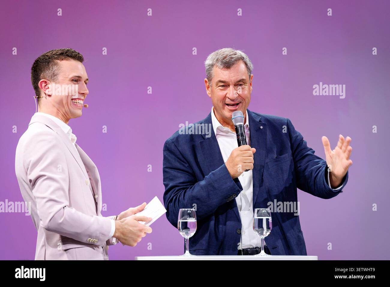 24 June 2026, Bavaria, Nuremberg: Markus Söder (right, CSU), Minister ...