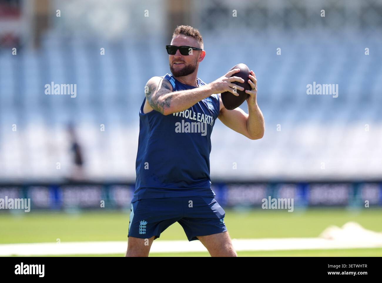 England head coach Brendon McCullum during a nets session at Trent ...