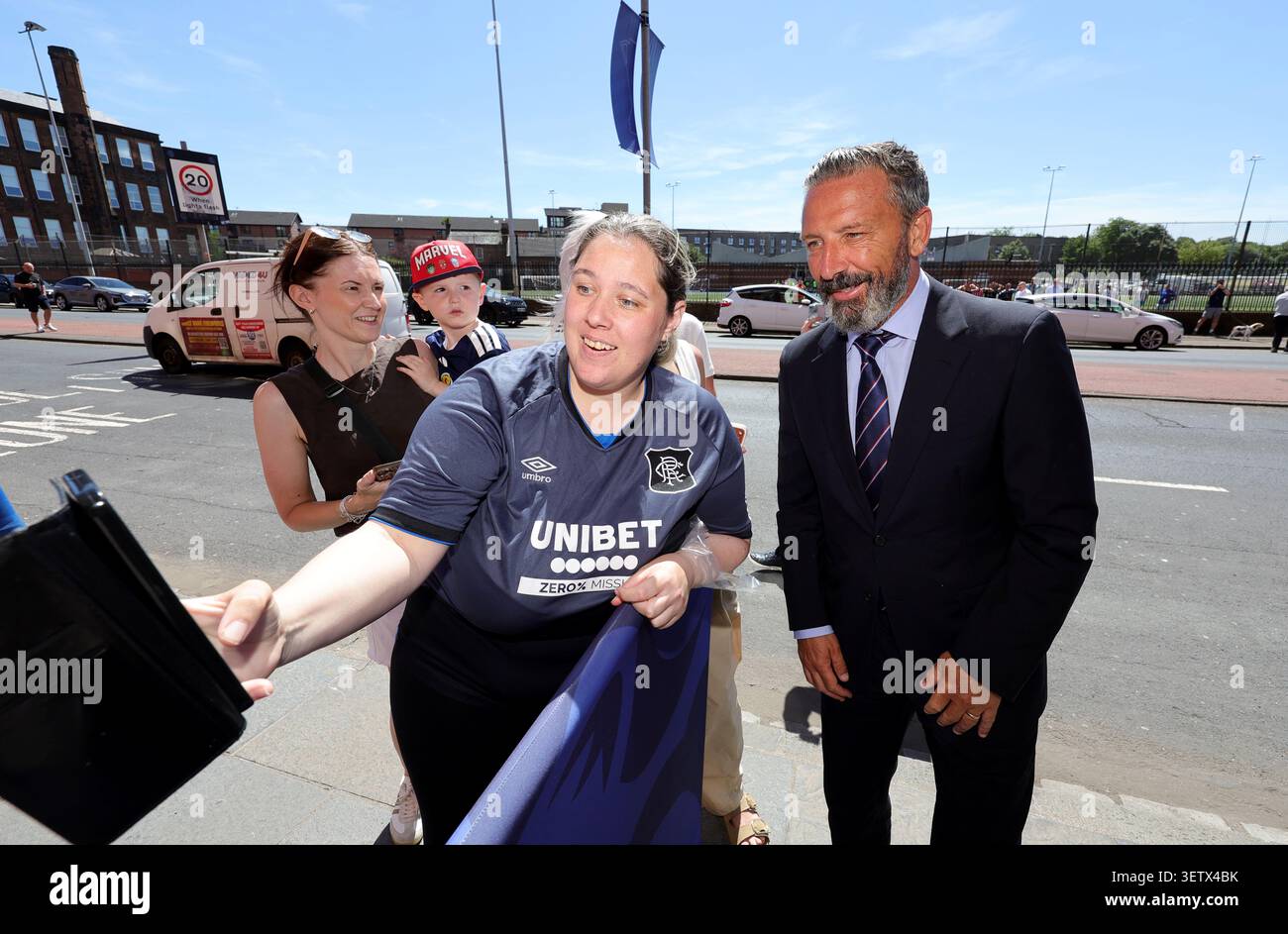 Derek McInnes arrives at ahead of a press conference at Ibrox Stadium ...