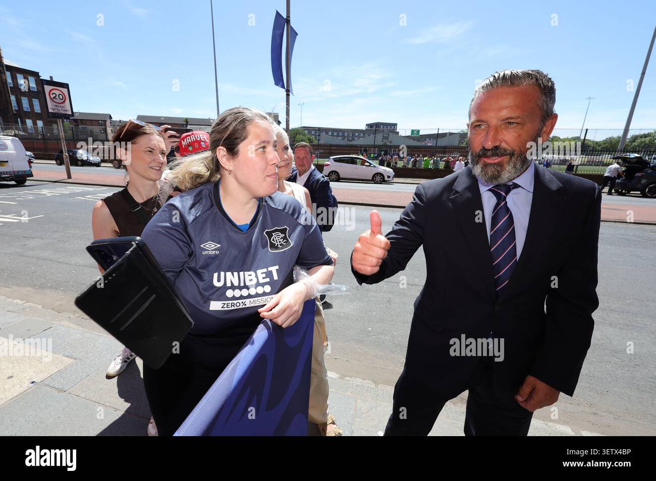Derek McInnes arrives at ahead of a press conference at Ibrox Stadium ...