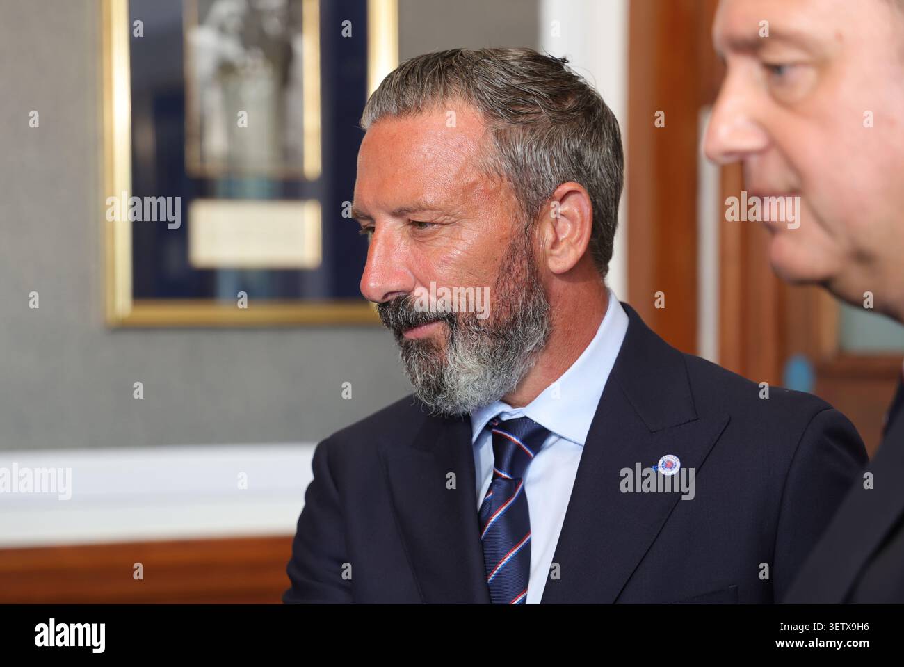 Derek McInnes in the blue room ahead of a press conference at Ibrox ...