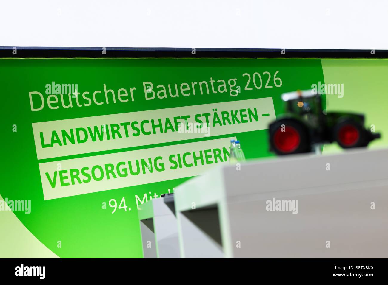 24 June 2026, Baden-Württemberg, Freiburg: A model tractor is displayed ...