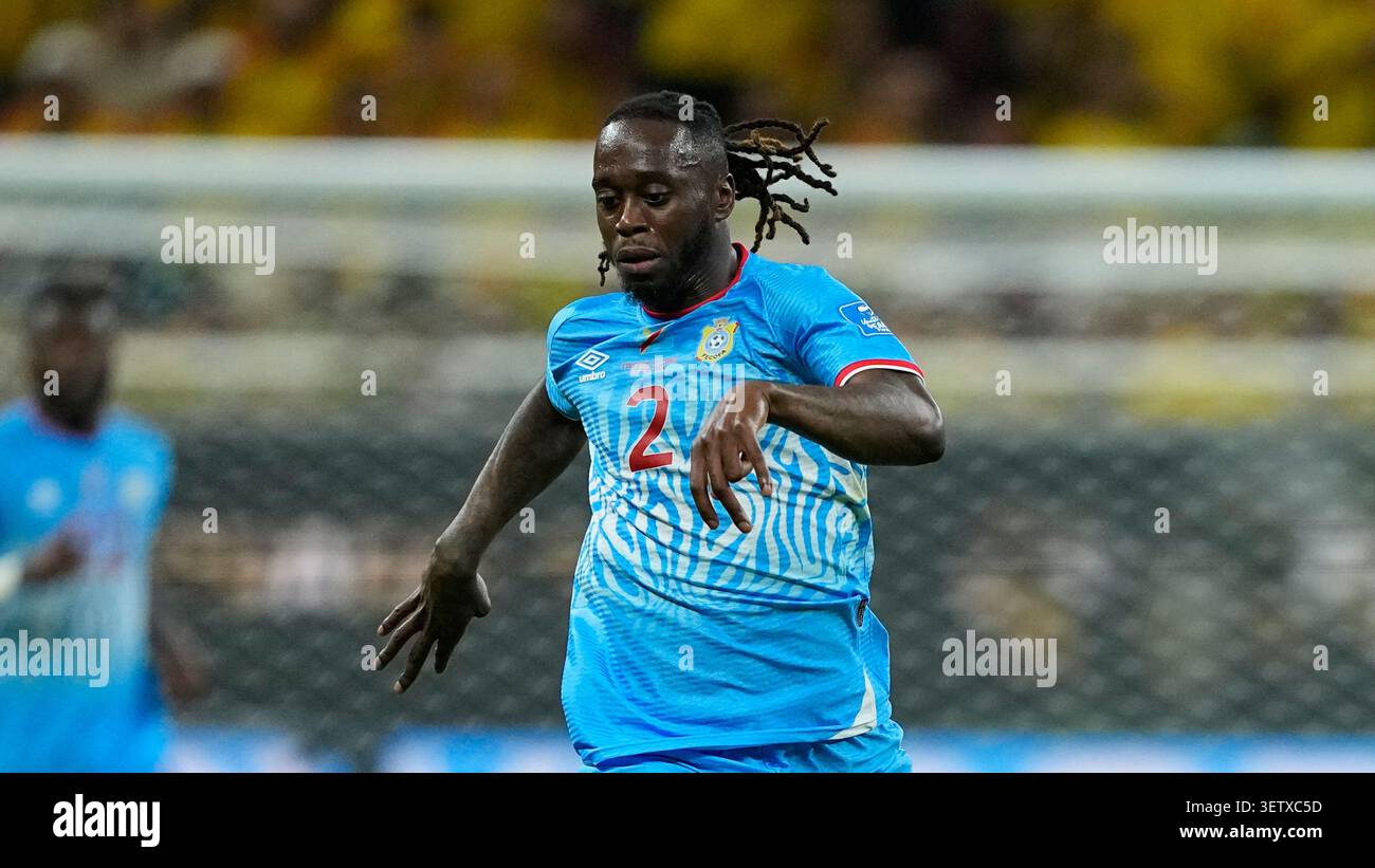 Congo's Aaron Wan-Bissaka (2) controls the ball during the World Cup ...