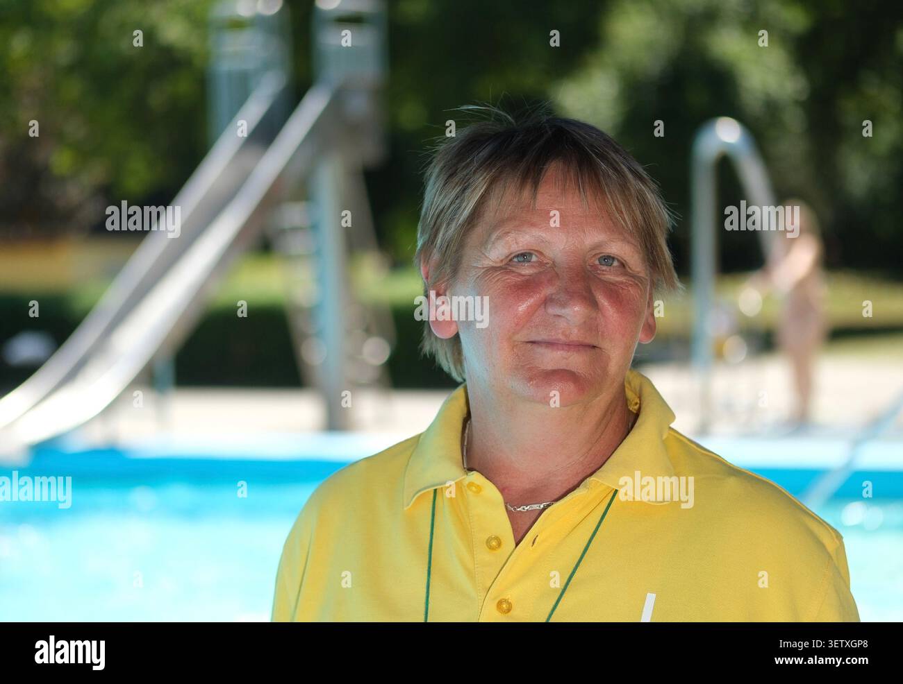 24 June 2026, Saxony, Leipzig: Antje Silber, a lifeguard at the ...