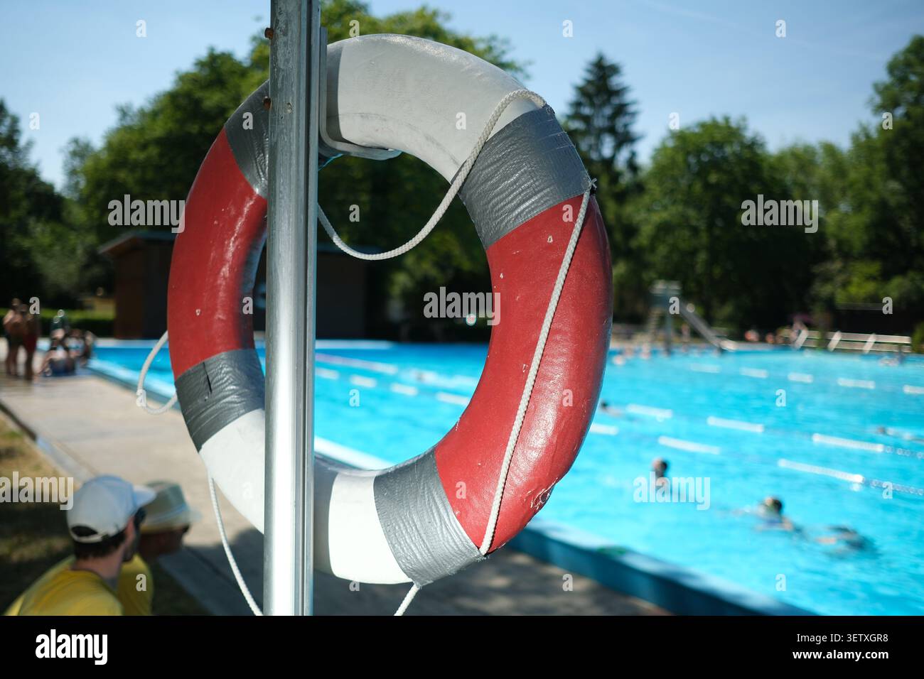 24 June 2026, Saxony, Leipzig: A lifebuoy hangs from the edge of the ...