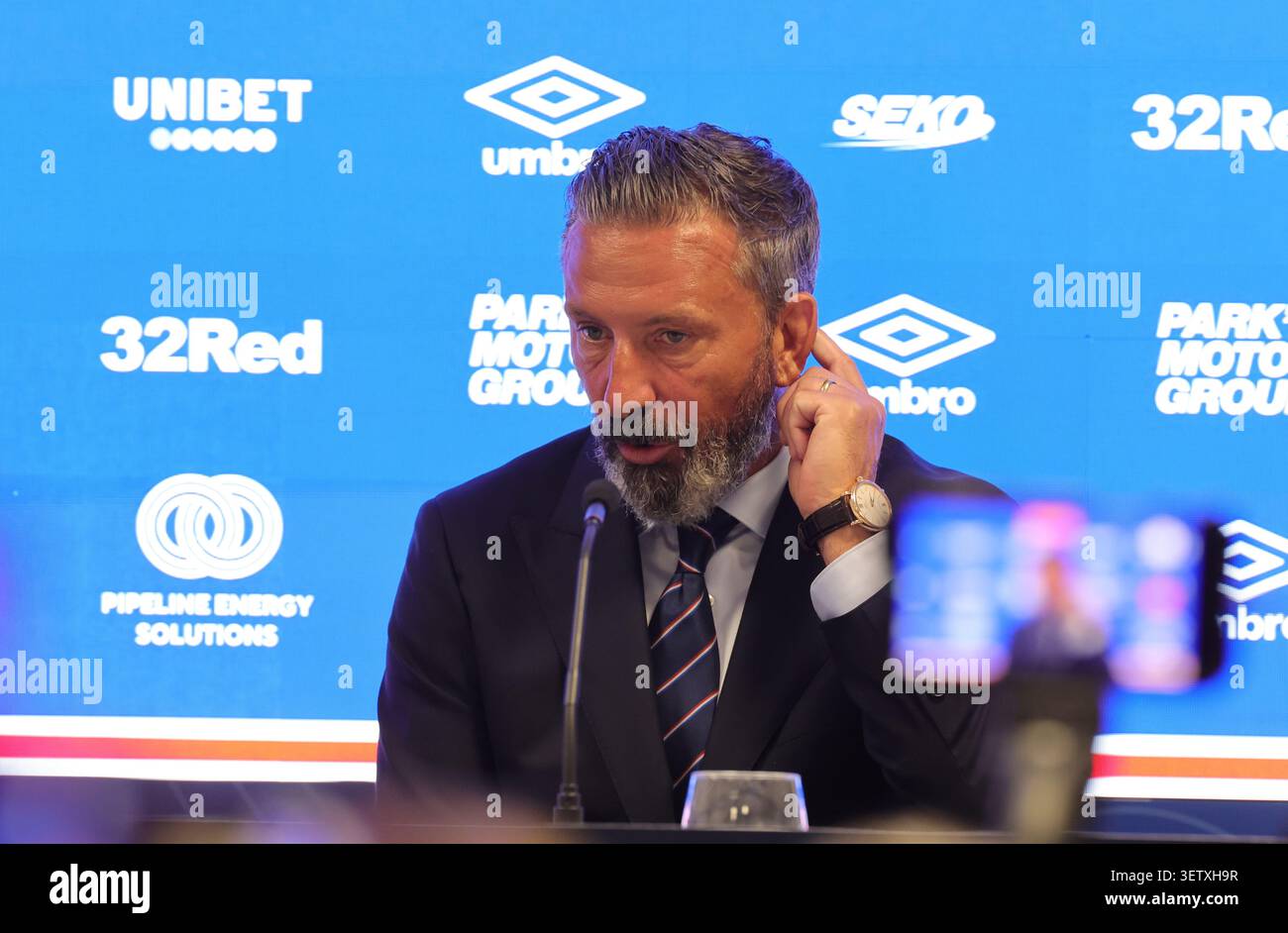 Derek McInnes during a press conference at Ibrox Stadium, Glasgow ...