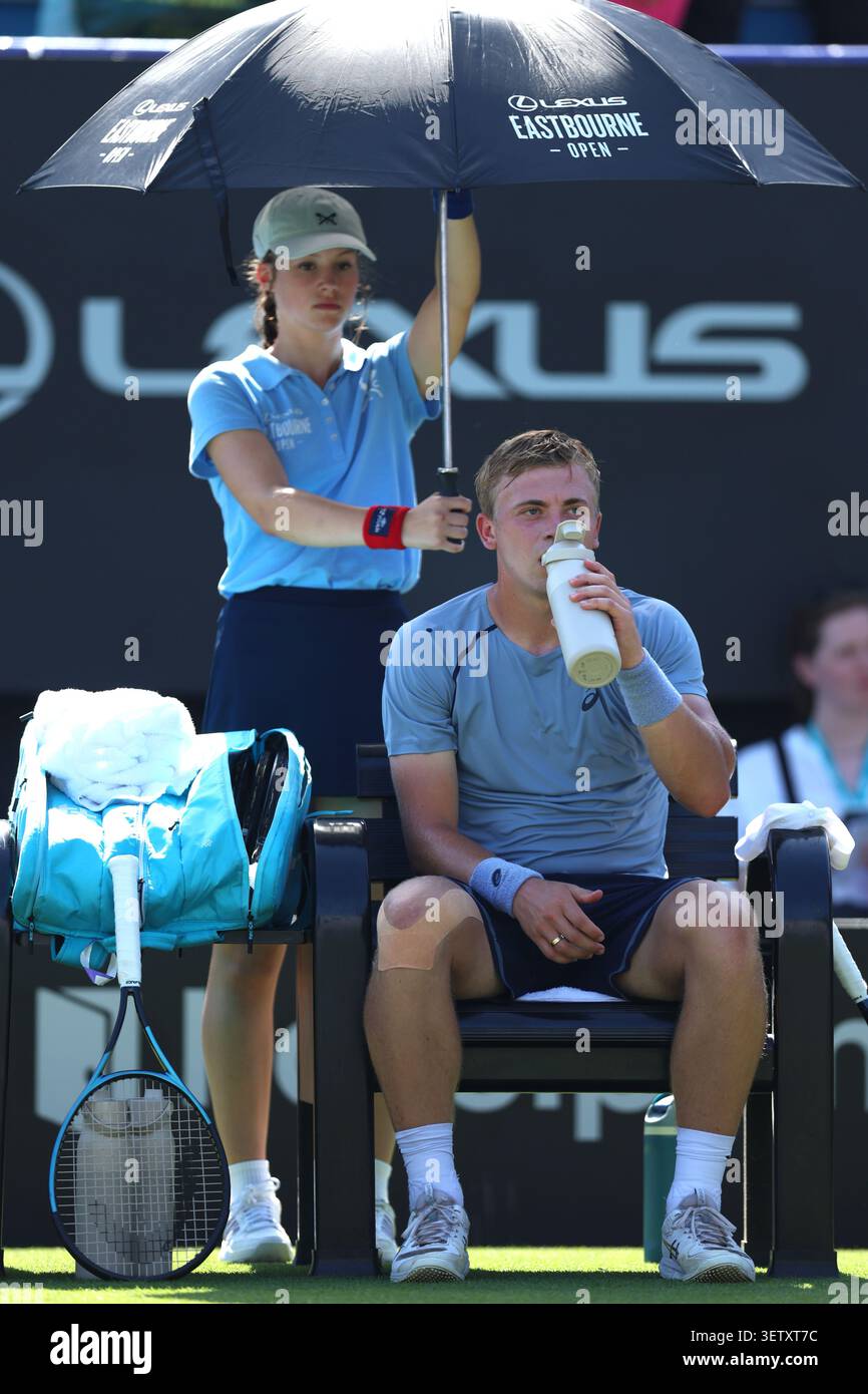 Felix Gill of Great Britain during a break in play in the Men's Singles ...