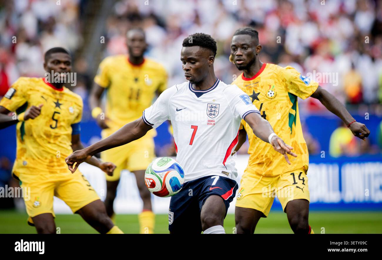 Boston, USA 23rd Jun 2026. Bukayo Saka (ENG) Gideon Mensah (GHA ...