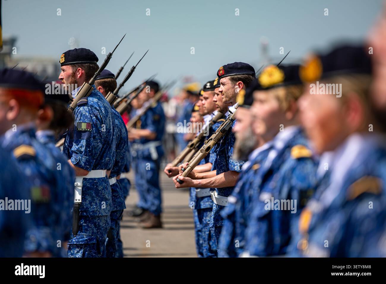 A baptizing ceremony for the new Belgian minesweeper Vessel M940 is ...