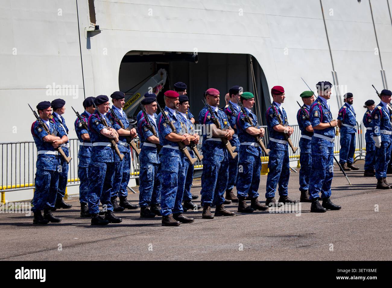 A baptizing ceremony for the new Belgian minesweeper Vessel M940 is ...