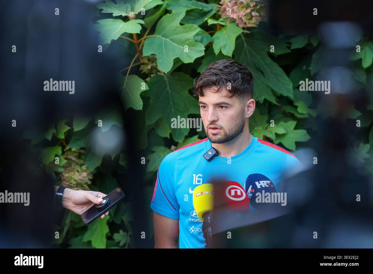 Martin Baturina of Croatia speaks to the media during a press ...