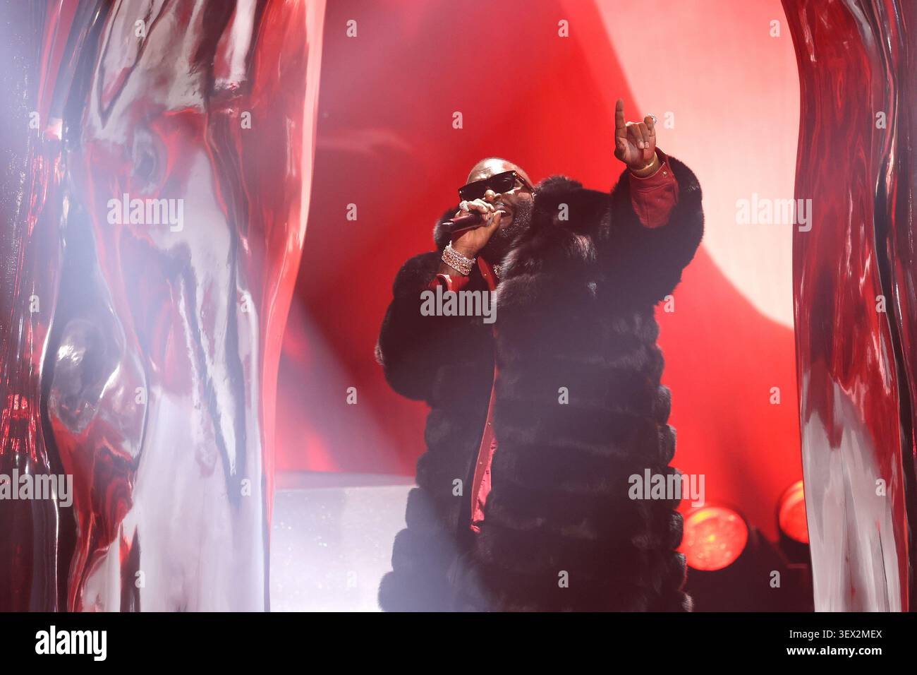 Rick Ross performs onstage during the 2026 BET Awards at Peacock ...