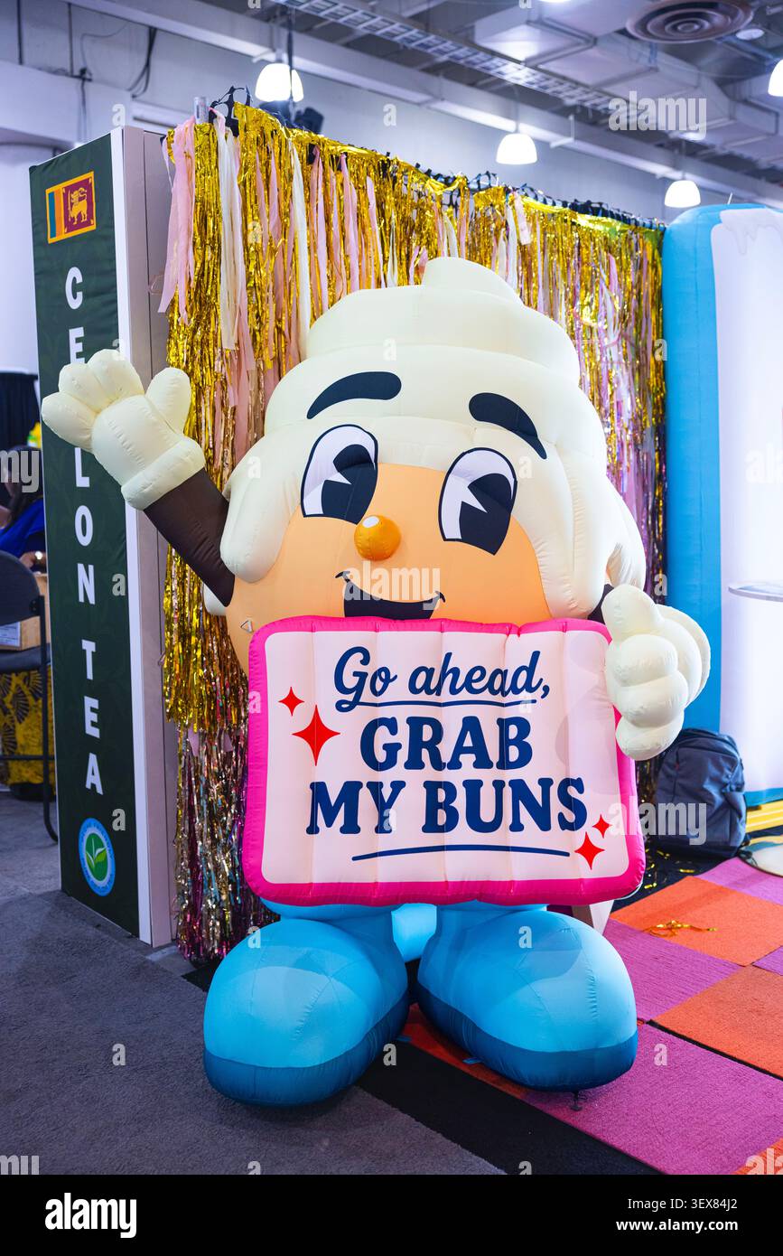 A costumed mascot at the Specialty Food Association's 2026 Summer Fancy ...