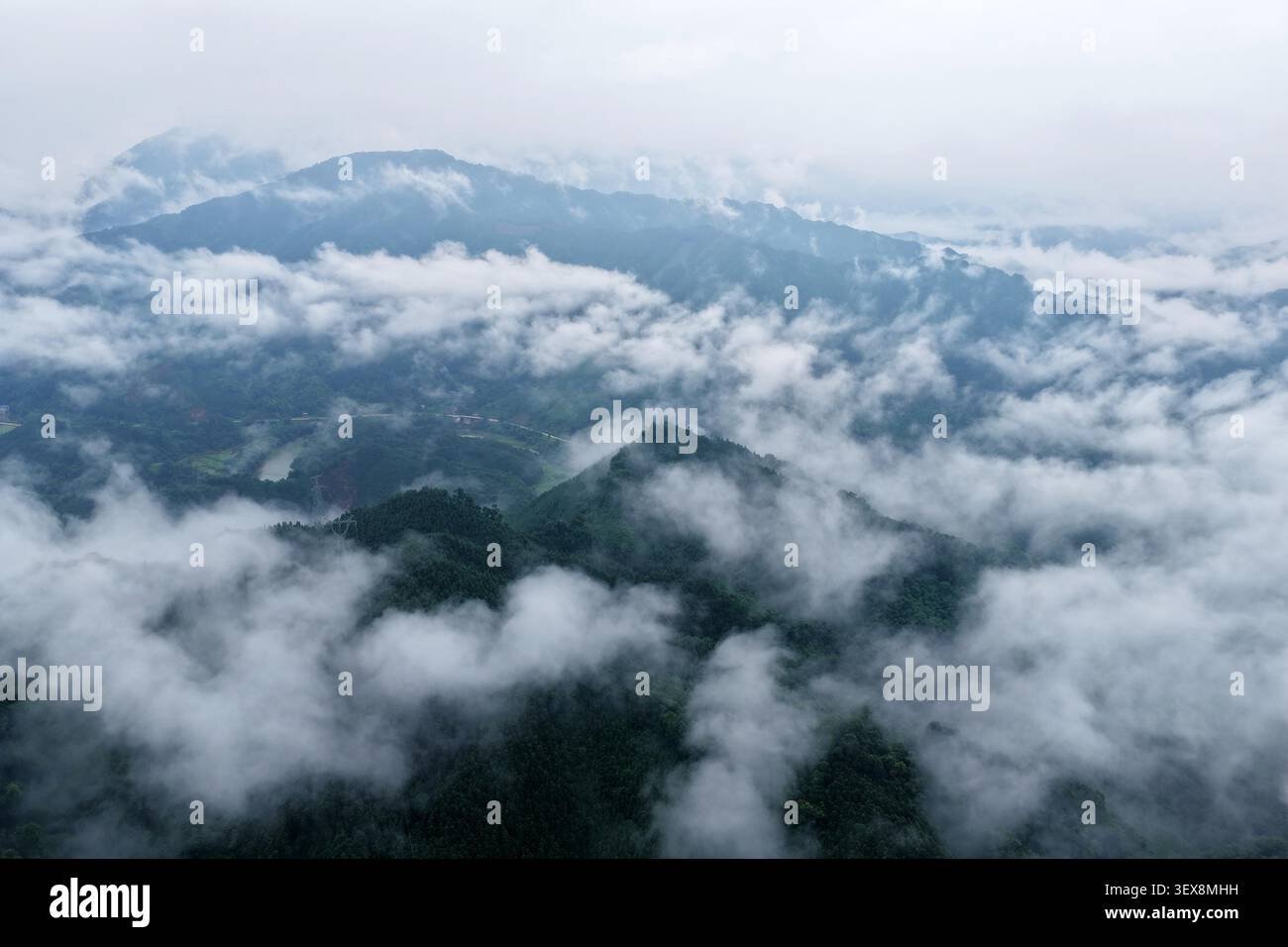 A scenic view of a village in Rongshui Miao Autonomous County, south ...