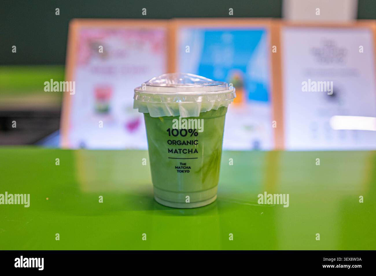 A matcha latte from The Matcha Tokyo at the first opening area of ...