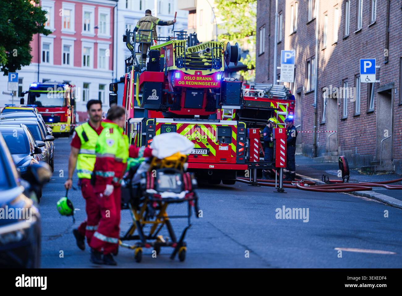 Oslo 20260630. A block of flats is on fire in Bjølsen. Photo: Javad ...
