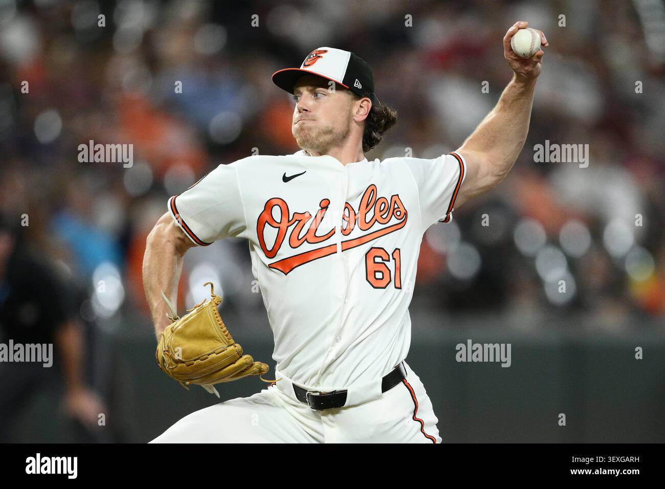 Baltimore Orioles pitcher Josh Walker in action during a baseball game ...