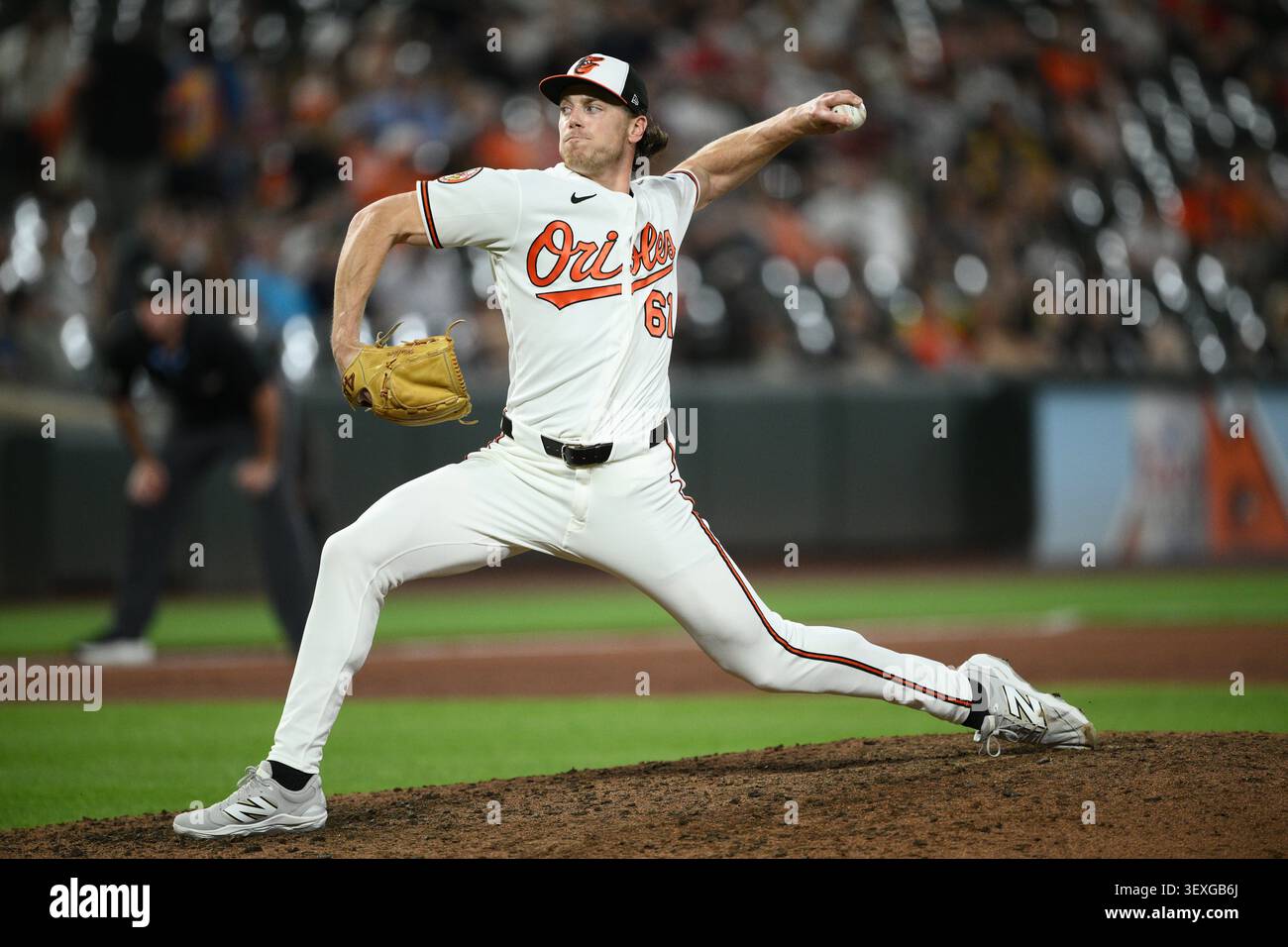 Baltimore Orioles pitcher Josh Walker in action during a baseball game ...