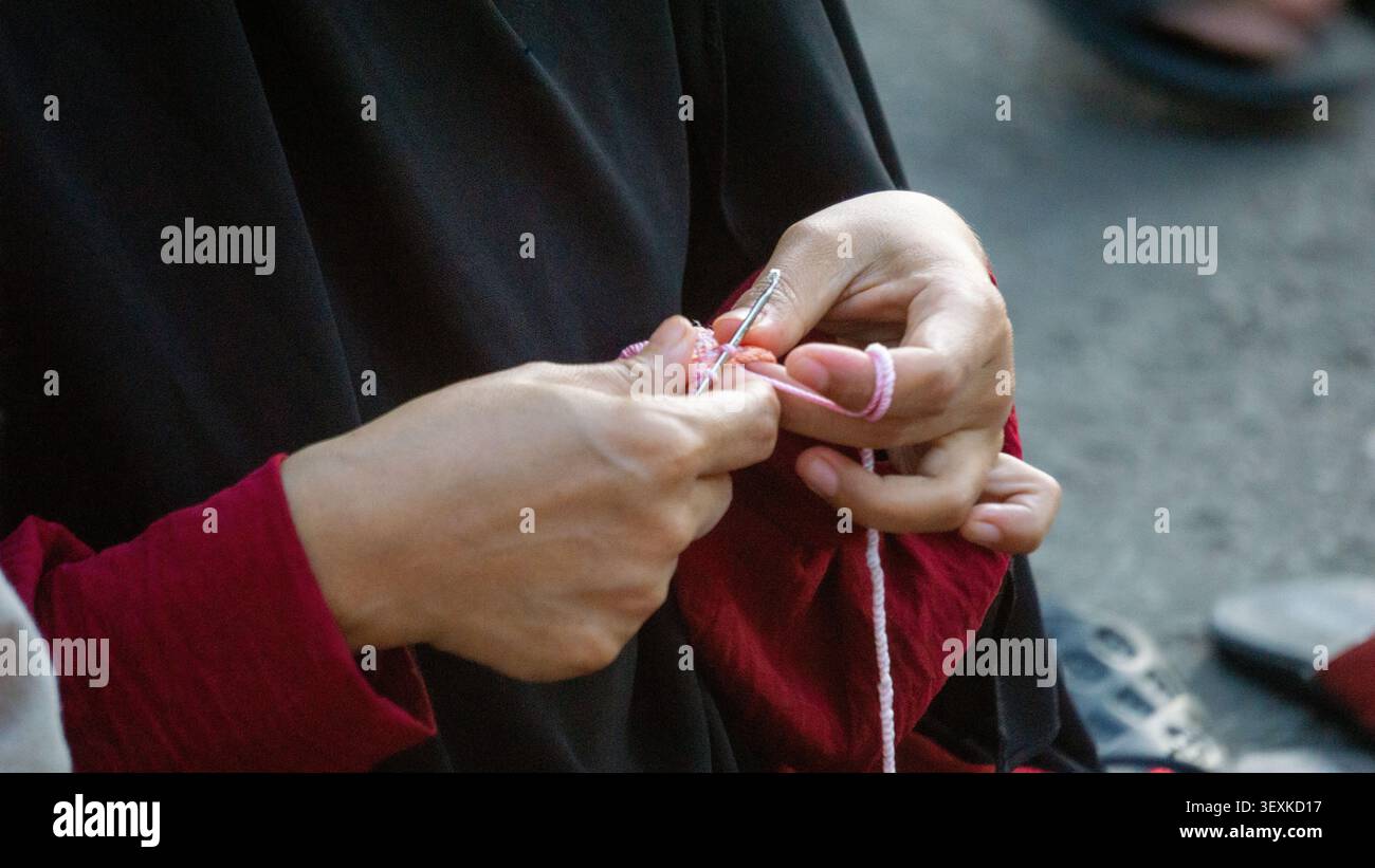 Creating items (lipstick holder) using the craft of knitting. An ...