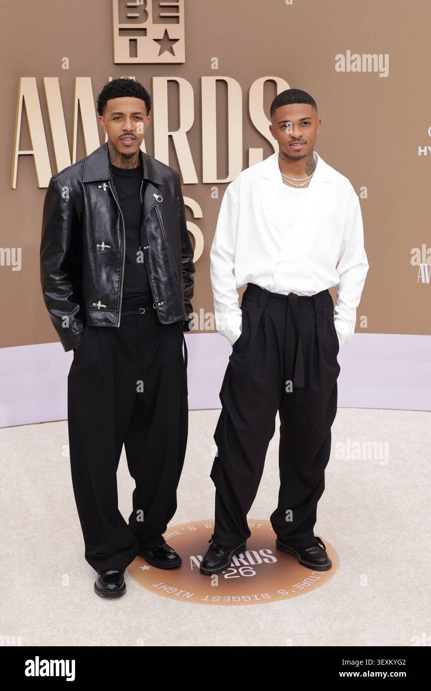 KP and Tone Stith attend the 2026 BET Awards at Peacock Theater on June ...