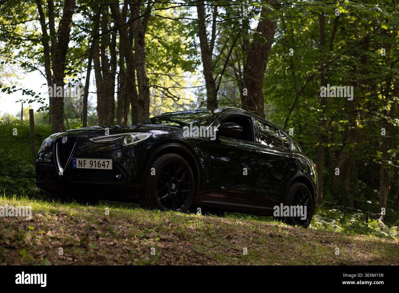 Steinkjer, Norway - June 15th 2024 - Black Alfa Romeo Stelvio SUV ...