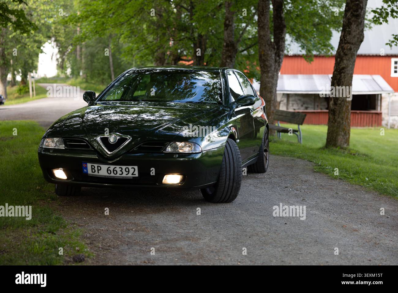 Steinkjer, Norway - June 15th 2024 - Dark green Alfa Romeo 166 sedan ...