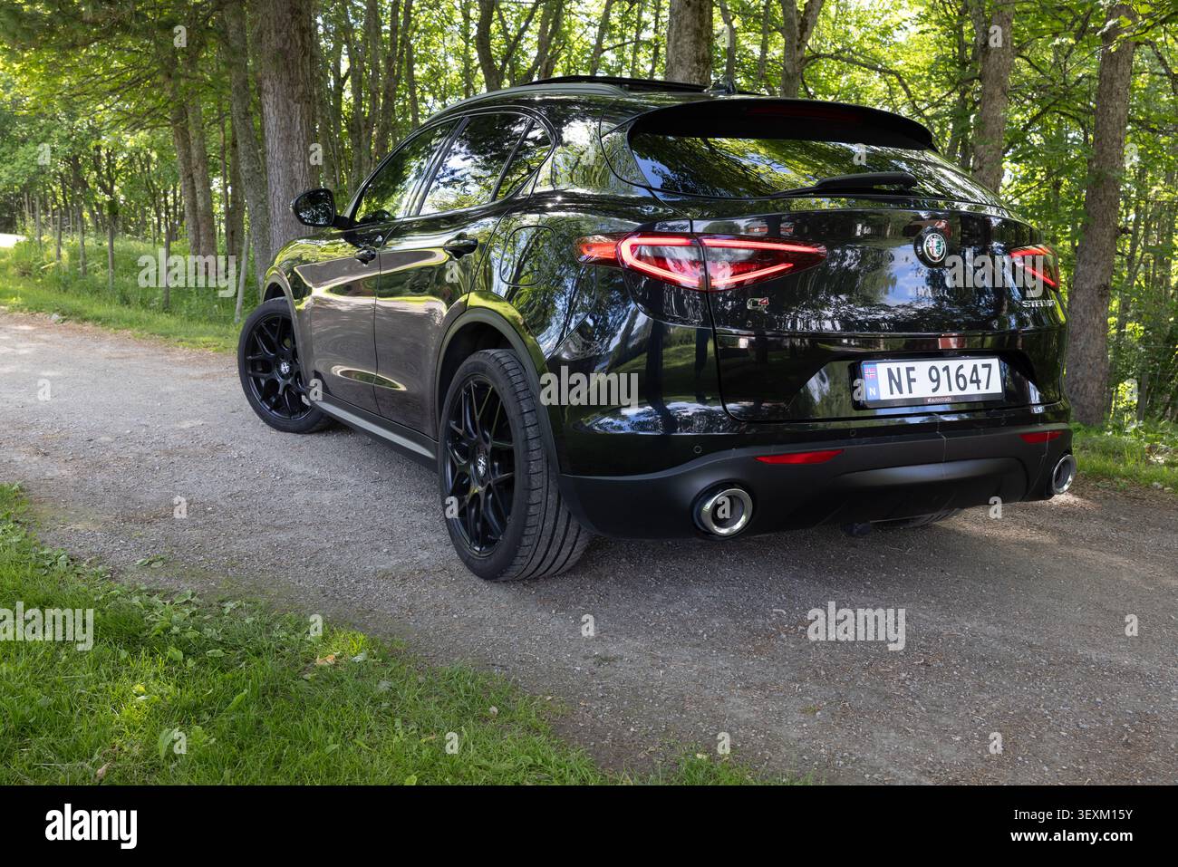Steinkjer, Norway - June 15th 2024 - Black Alfa Romeo Stelvio SUV ...