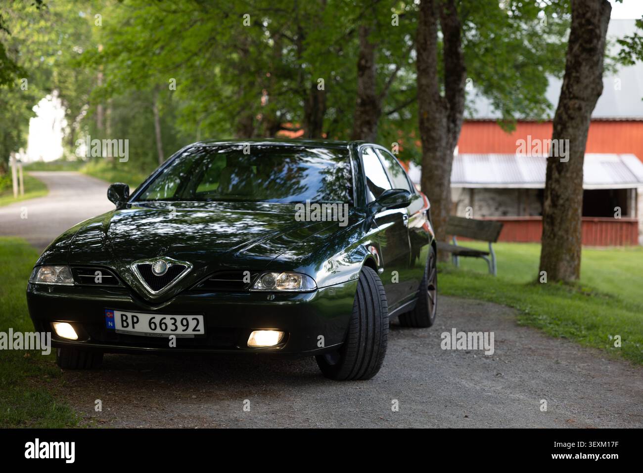Steinkjer, Norway - June 15th 2024 - Dark green Alfa Romeo 166 sedan ...