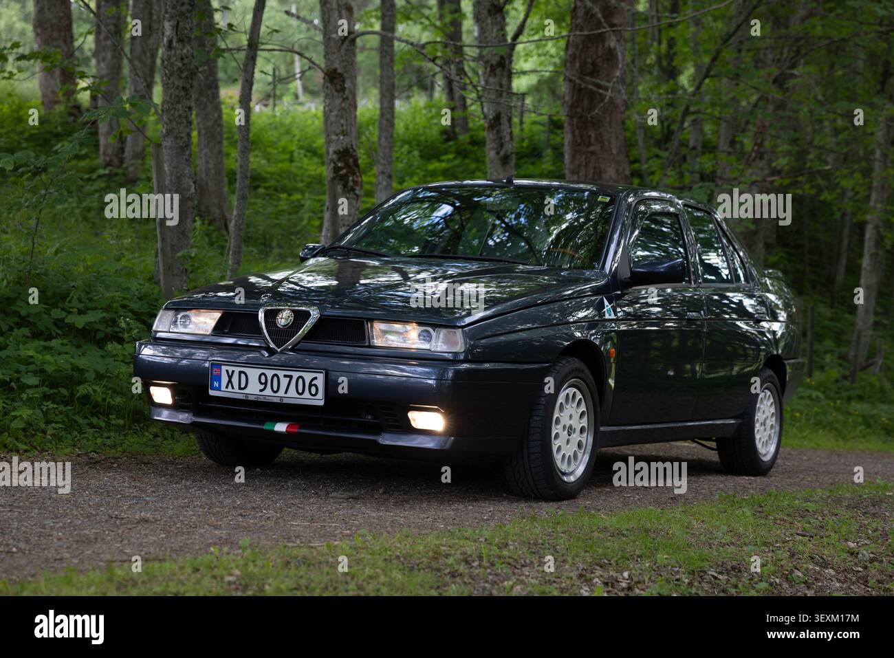 Steinkjer, Norway - June 15th 2024 - Black Alfa Romeo 155 parked on ...