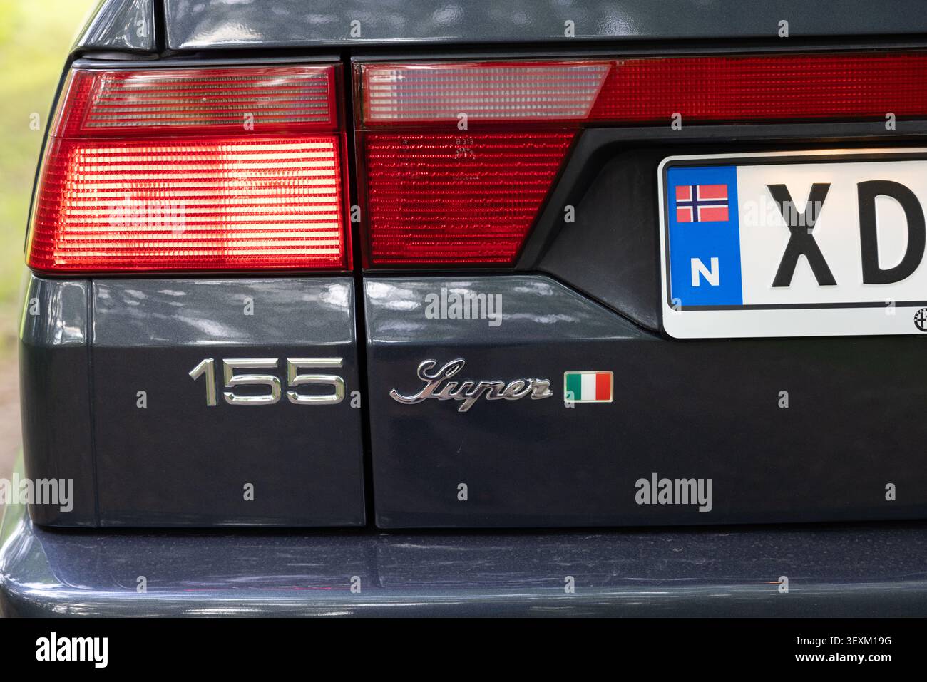 Steinkjer, Norway - June 15th 2024 - Black Alfa Romeo 155 badges ...