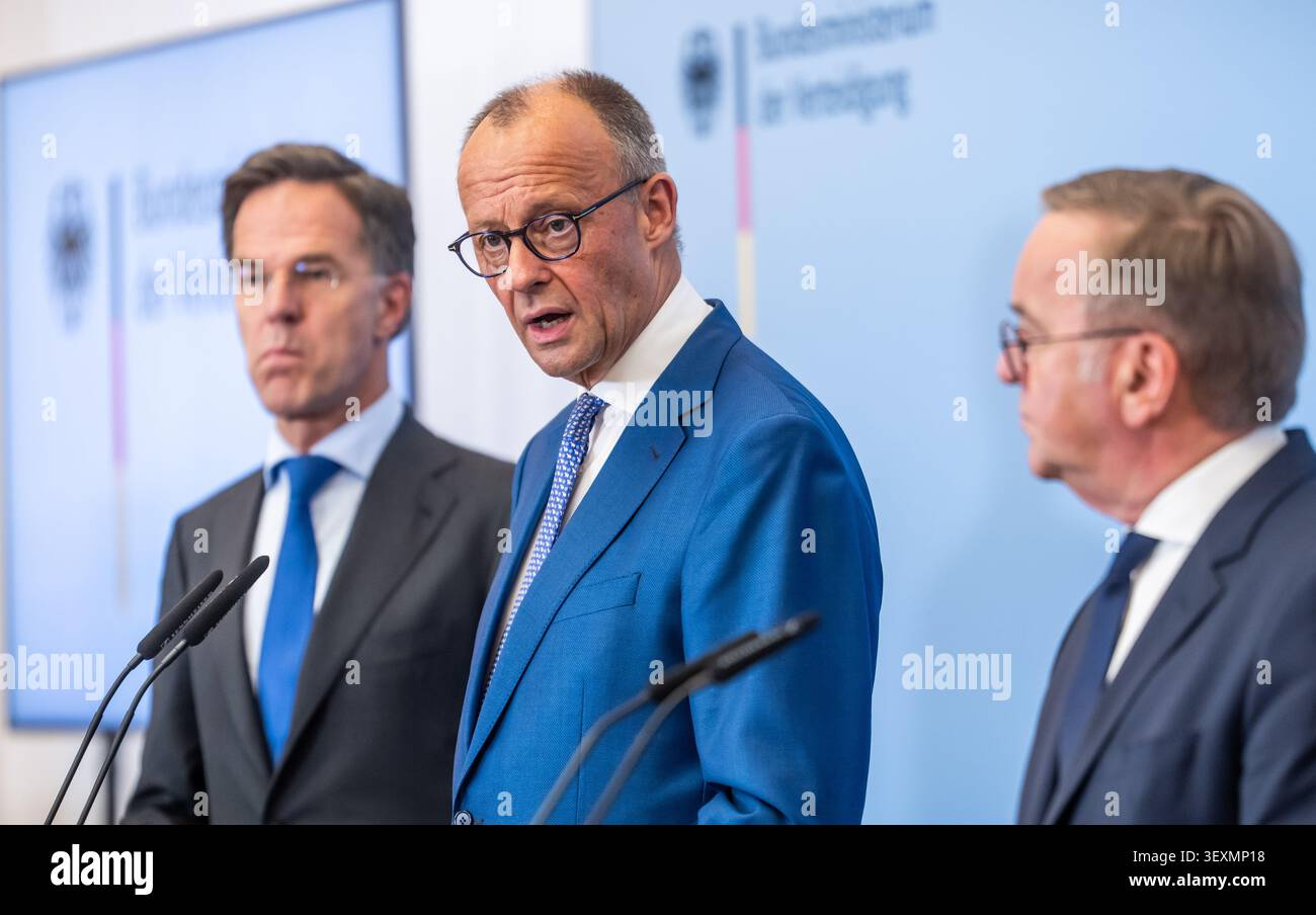 01 July 2026, Berlin: NATO Secretary General Mark Rutte (left to right ...
