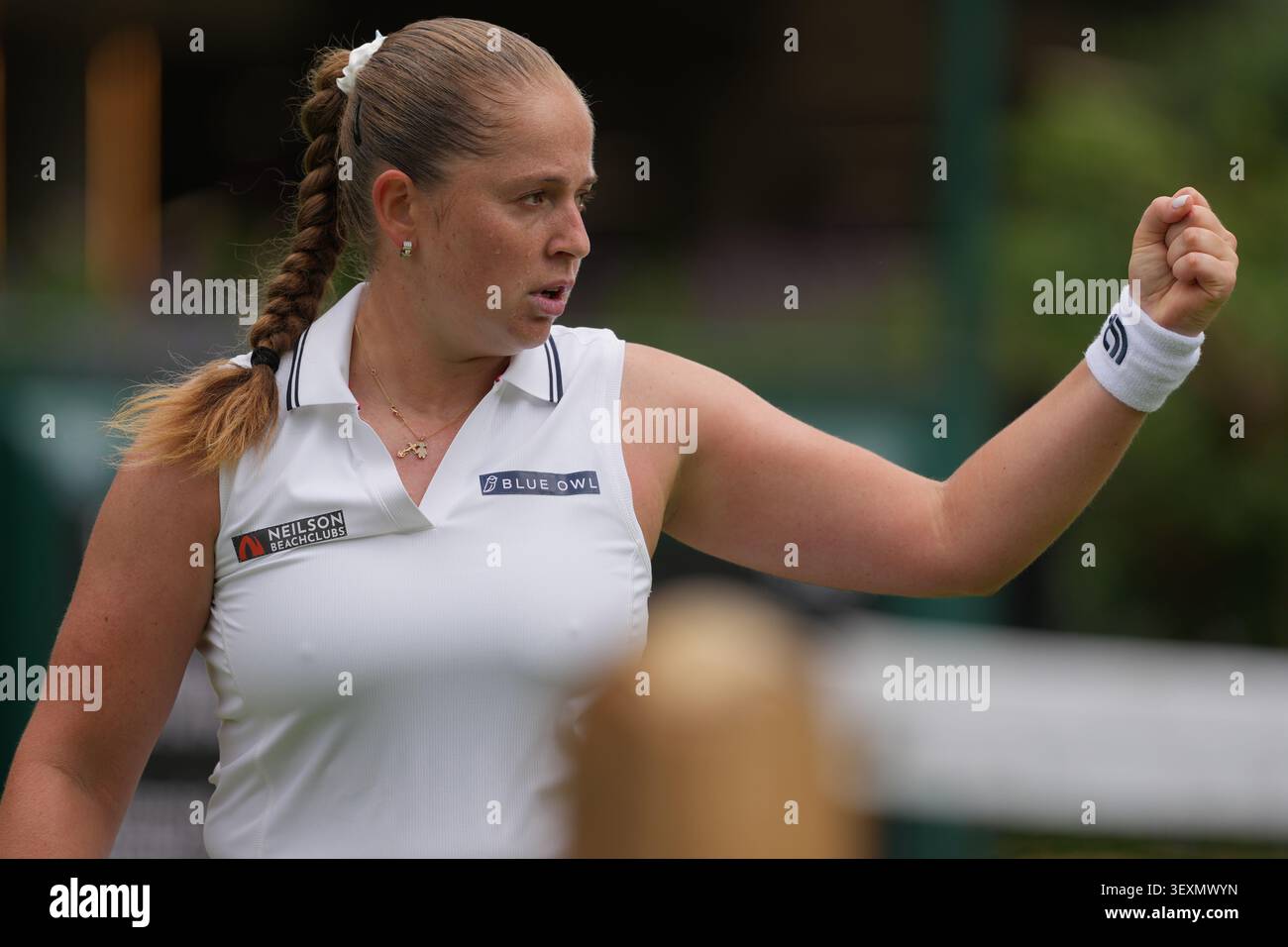 Jelena Ostapenko of Latvia celebrates a point against Antonia Ruzic of ...