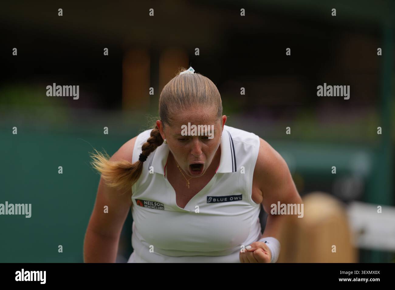 Jelena Ostapenko of Latvia celebrates a point against Antonia Ruzic of ...