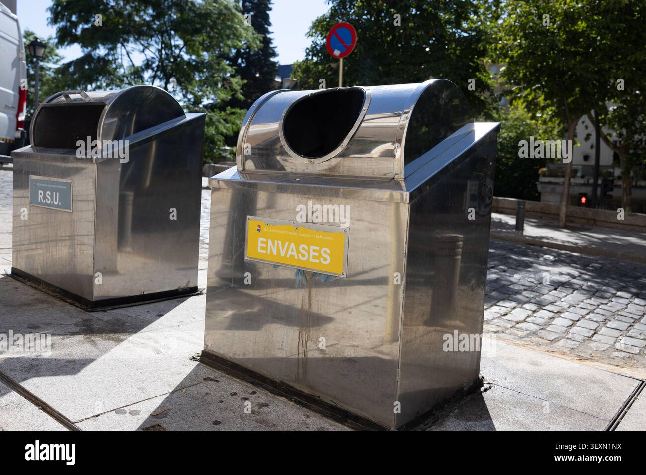 Several underground recycling bins, as at 1 July 2026, in Madrid (Spain ...