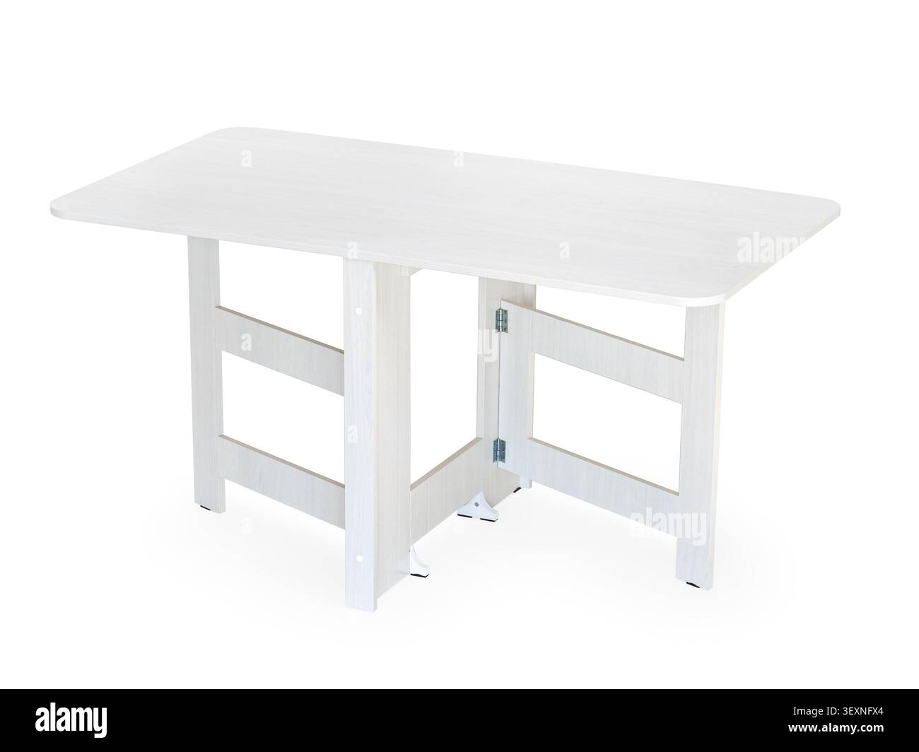 Folding drop-leaf table unfolded, light ash anchor color, isolated on ...