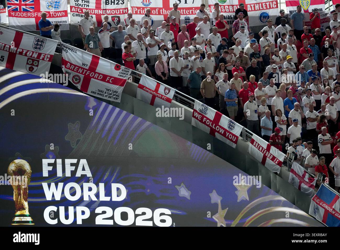 England fans react after their side conceded a first goal during the ...