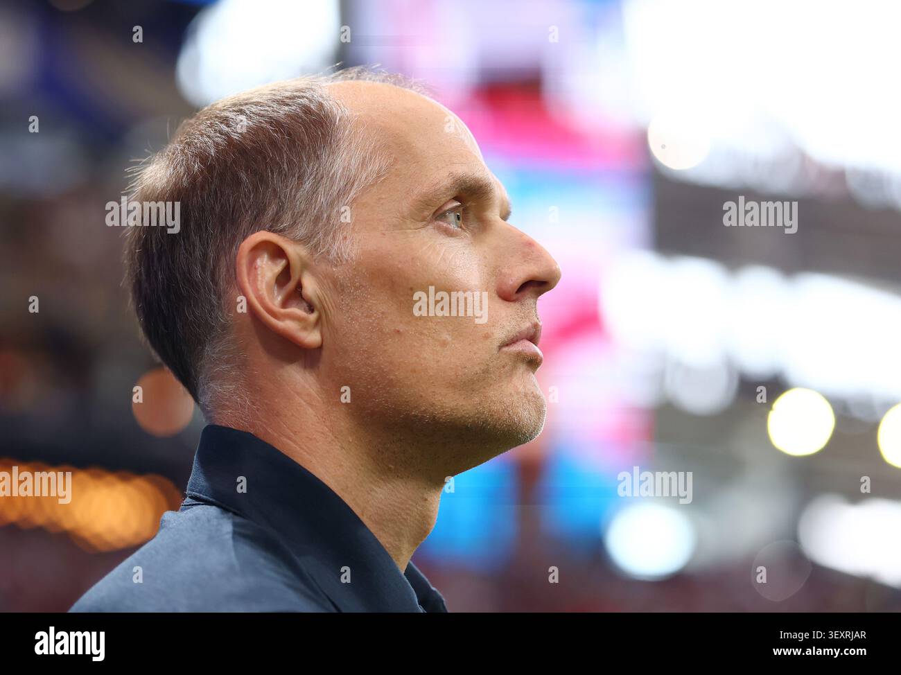 England's head coach Thomas Tuchel stands on the sideline before the ...