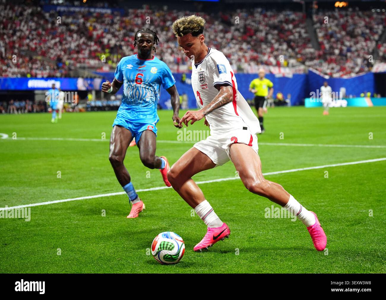England's Nico O'Reilly in action during the FIFA World Cup Round of 32 ...