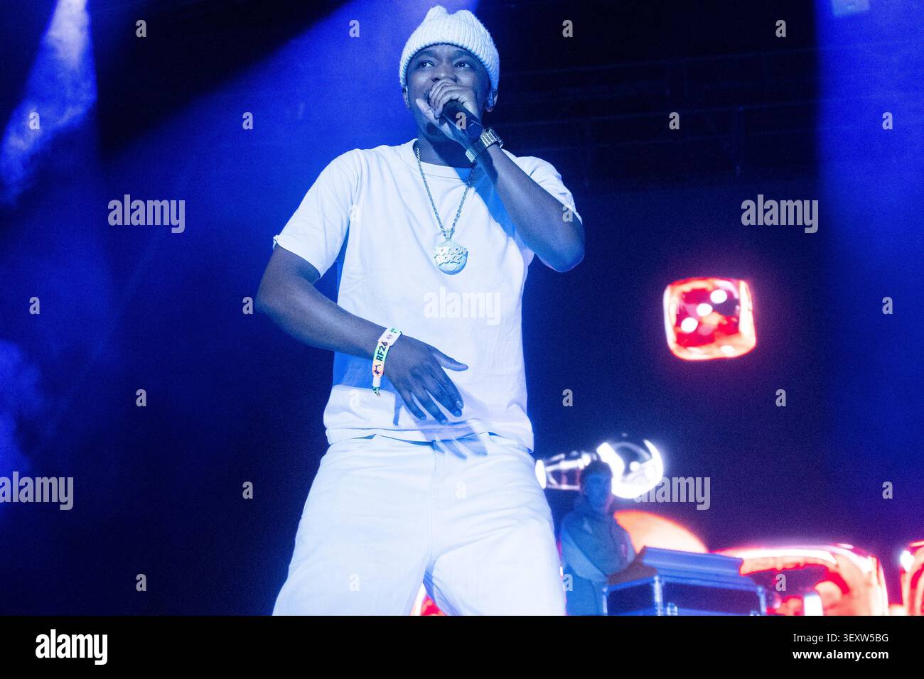 Danish rapper Zuloo performs on the Eos stage during the Roskilde ...