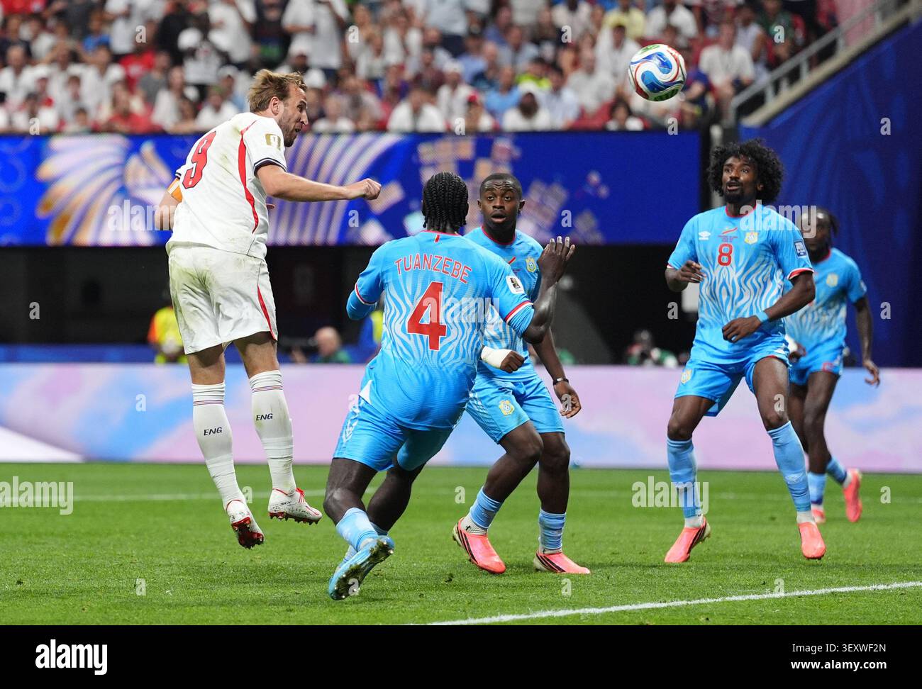 England's Harry Kane scores their side's first goal of the game during ...