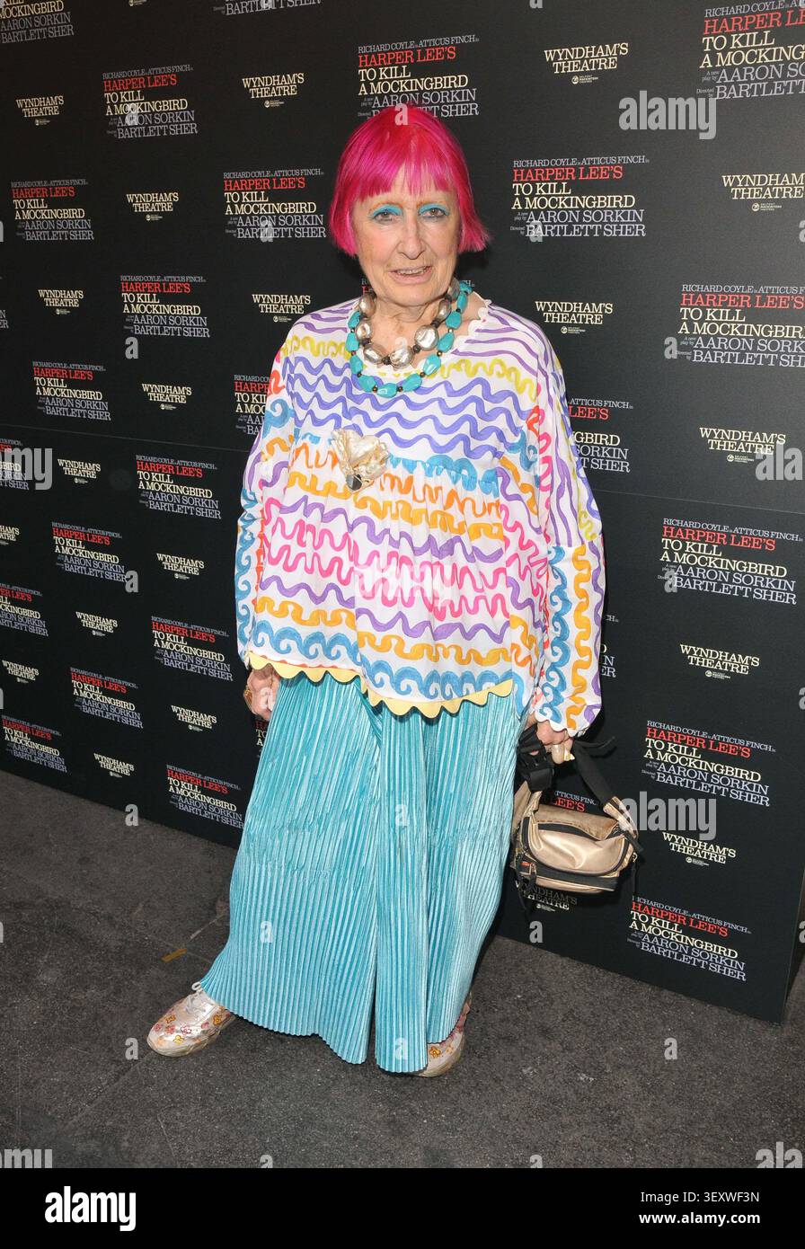 Dame Zandra Rhodes at the "To Kill a Mockingbird" play press night ...